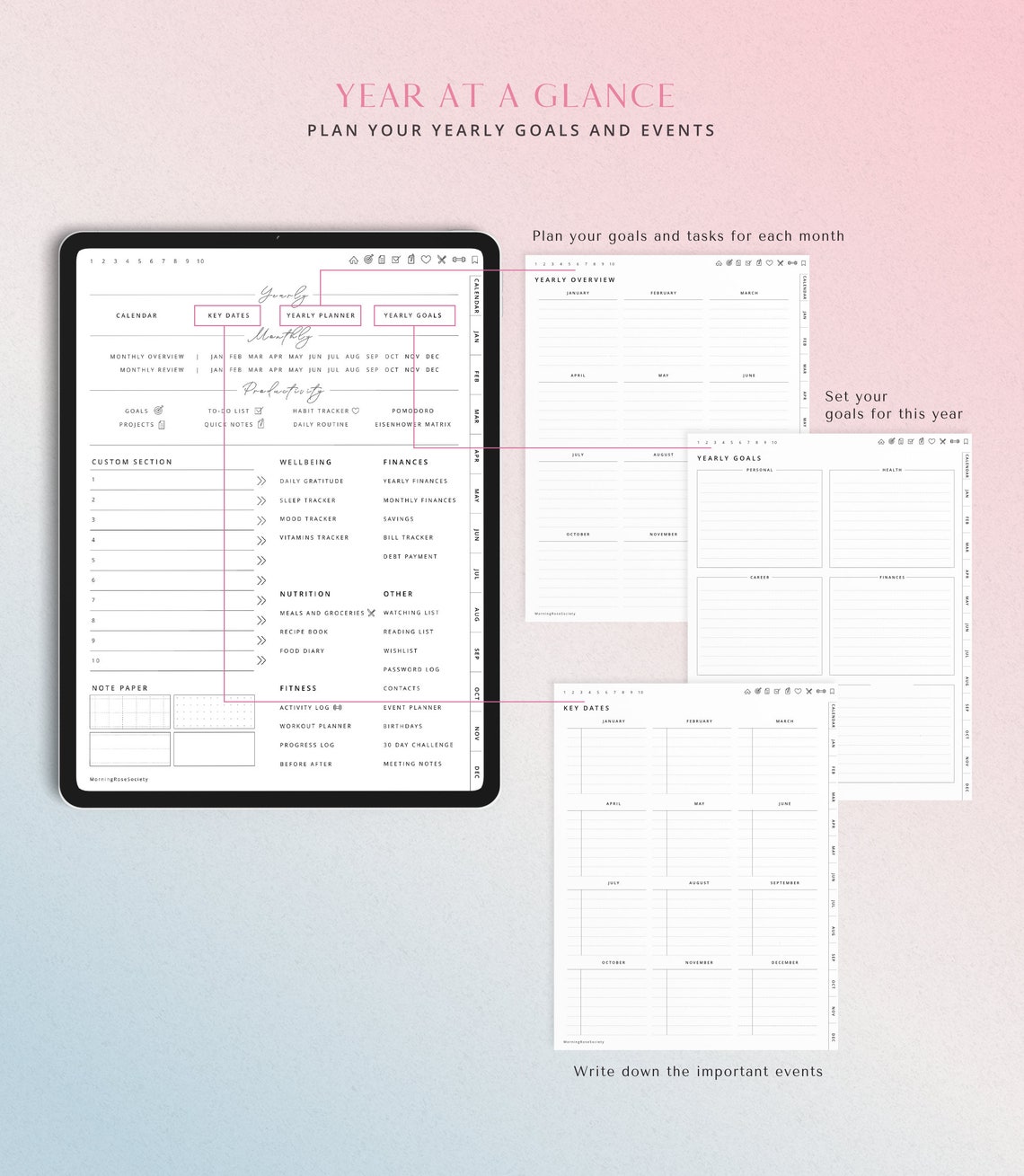 Undated Digital Planner Minimalist iPad Pro Planner Daily, Weekly ...