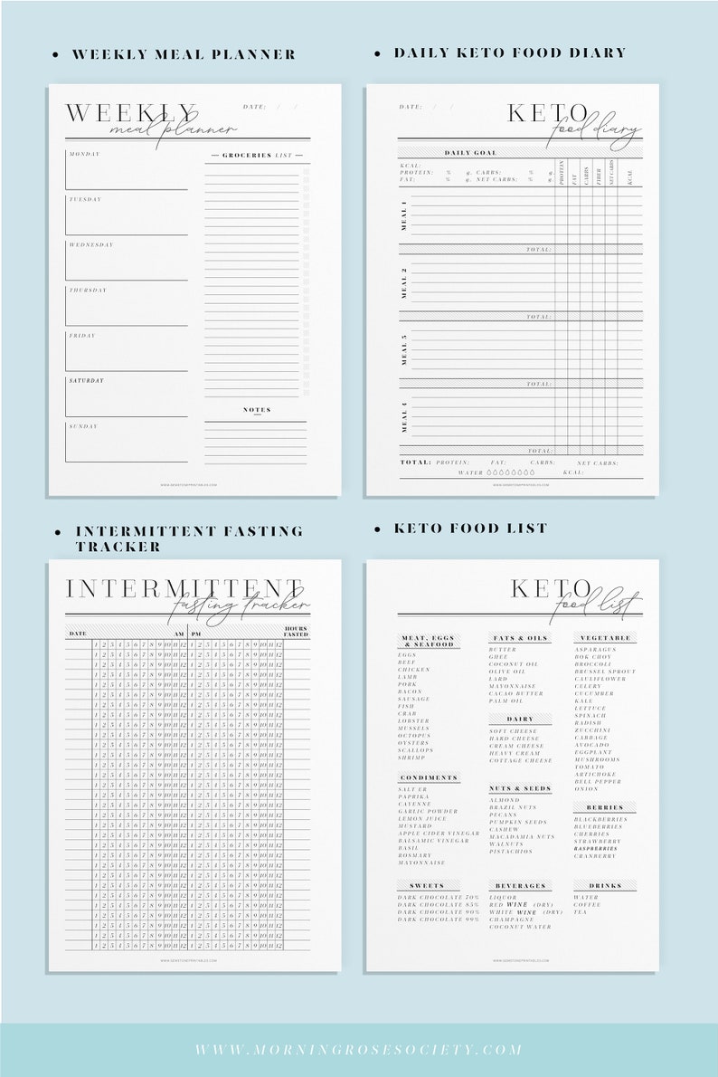 Keto Diet Journal Printable Planner. Keto Tracker. Intermittent Fasting ...