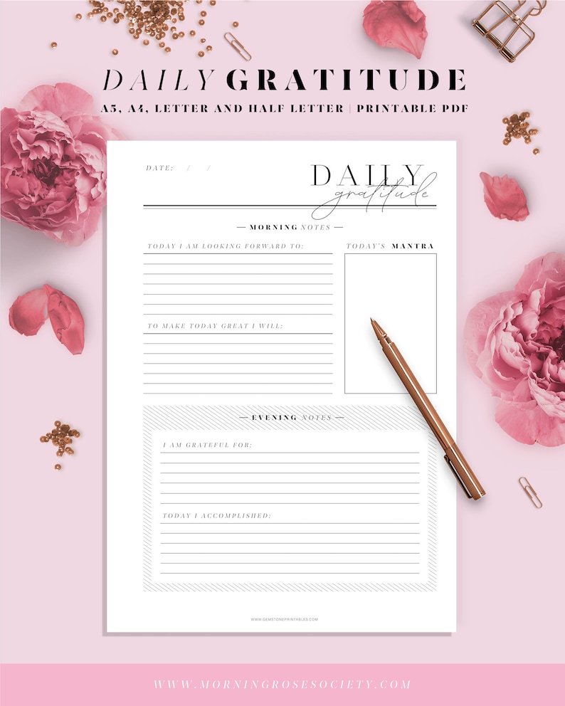 Gratitude Journal Printable, Planner Inserts, Daily Gratitude Printable ...