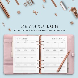 Printable Rewards Tracker. A4, A5, Letter and Half Letter Size Inserts ...