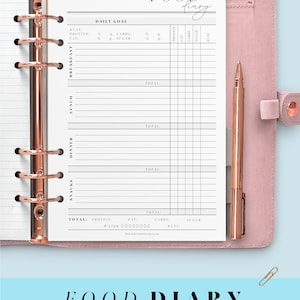 Daily Food Journal Printable Template. Macro Tracker and Calorie ...