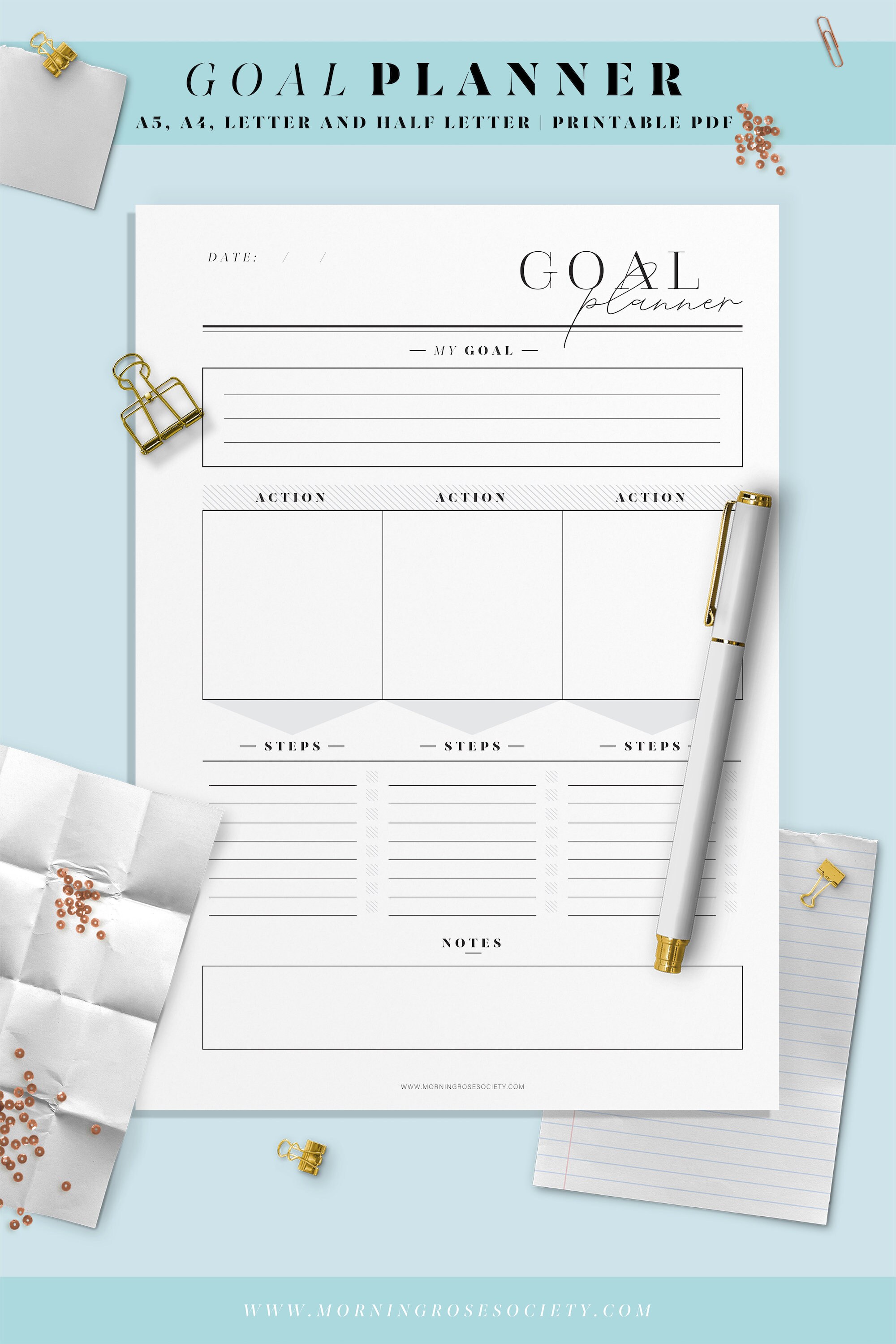 Goal Planner Printable. Goal Tracker Insert Pages A4, A5, Letter and ...