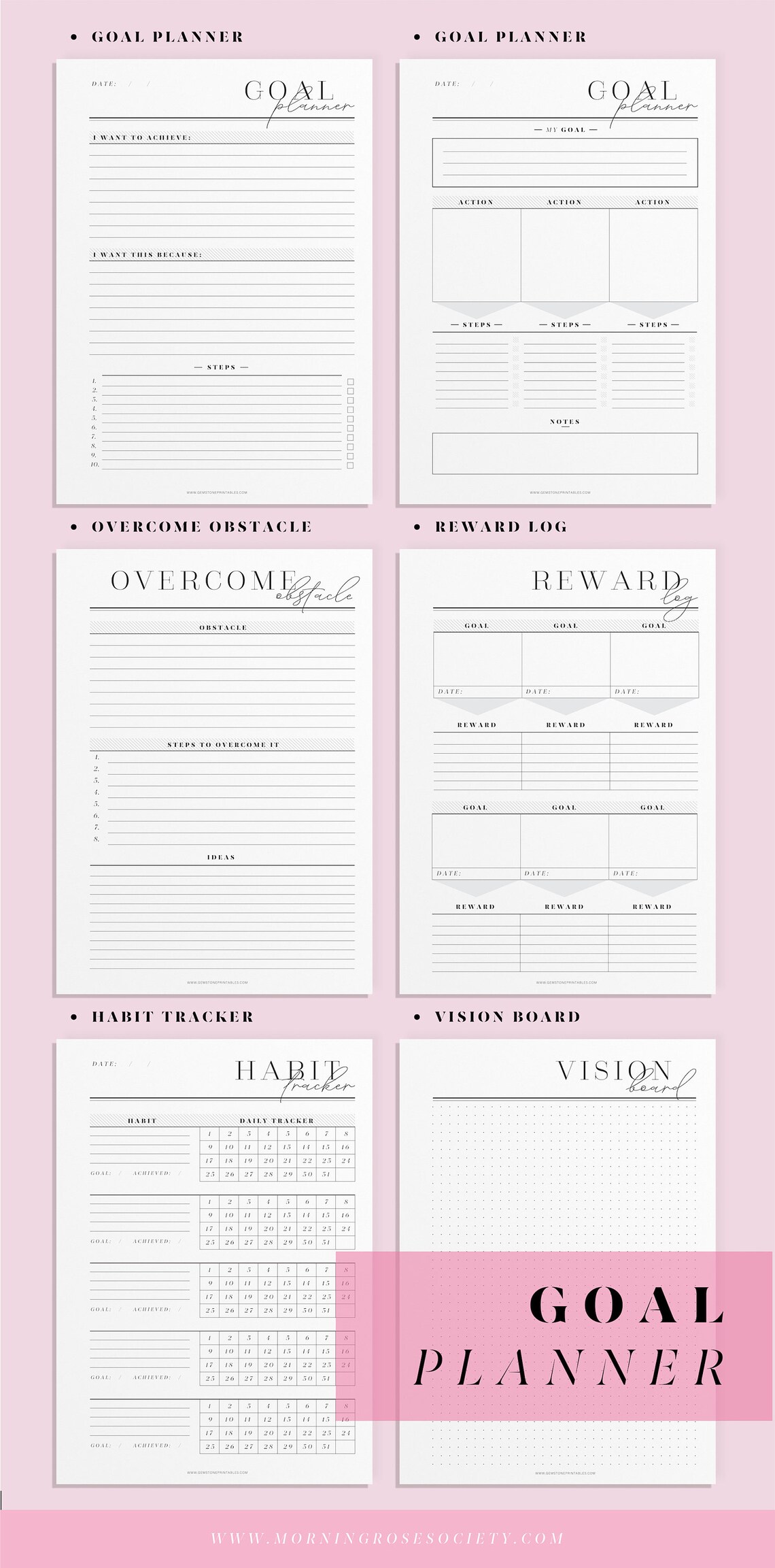 Goal Setting Printable Template. Printable Goal Journal. A4, A5, Letter ...