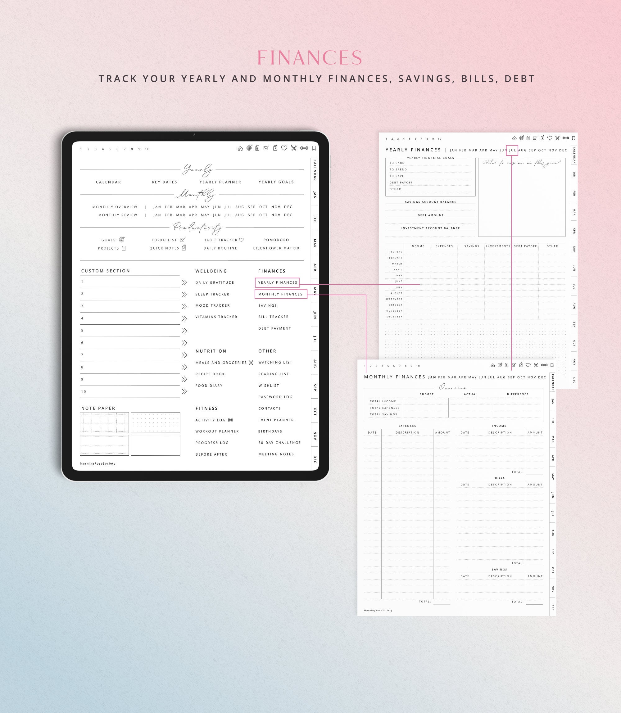 Undated Digital Planner Minimalist iPad Pro Planner Daily, Weekly ...