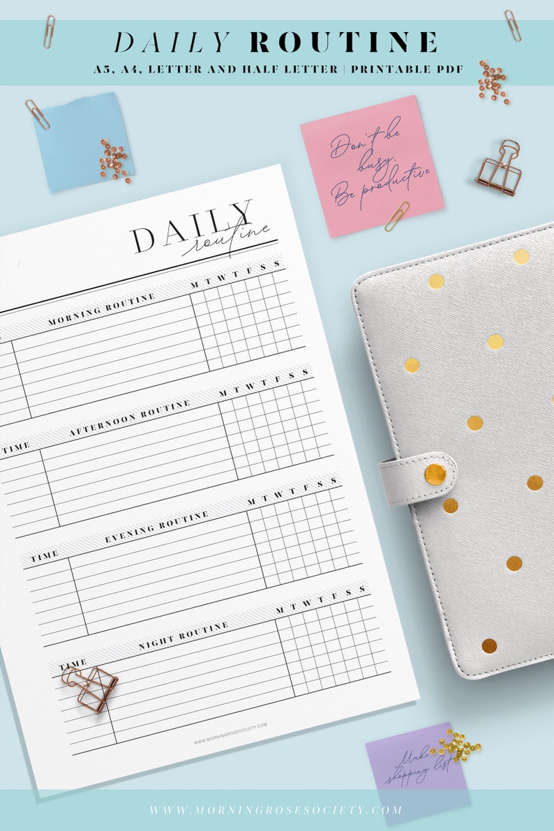 Daily Routine Printable Planner. Routine Checklist Chart. A4, A5 ...