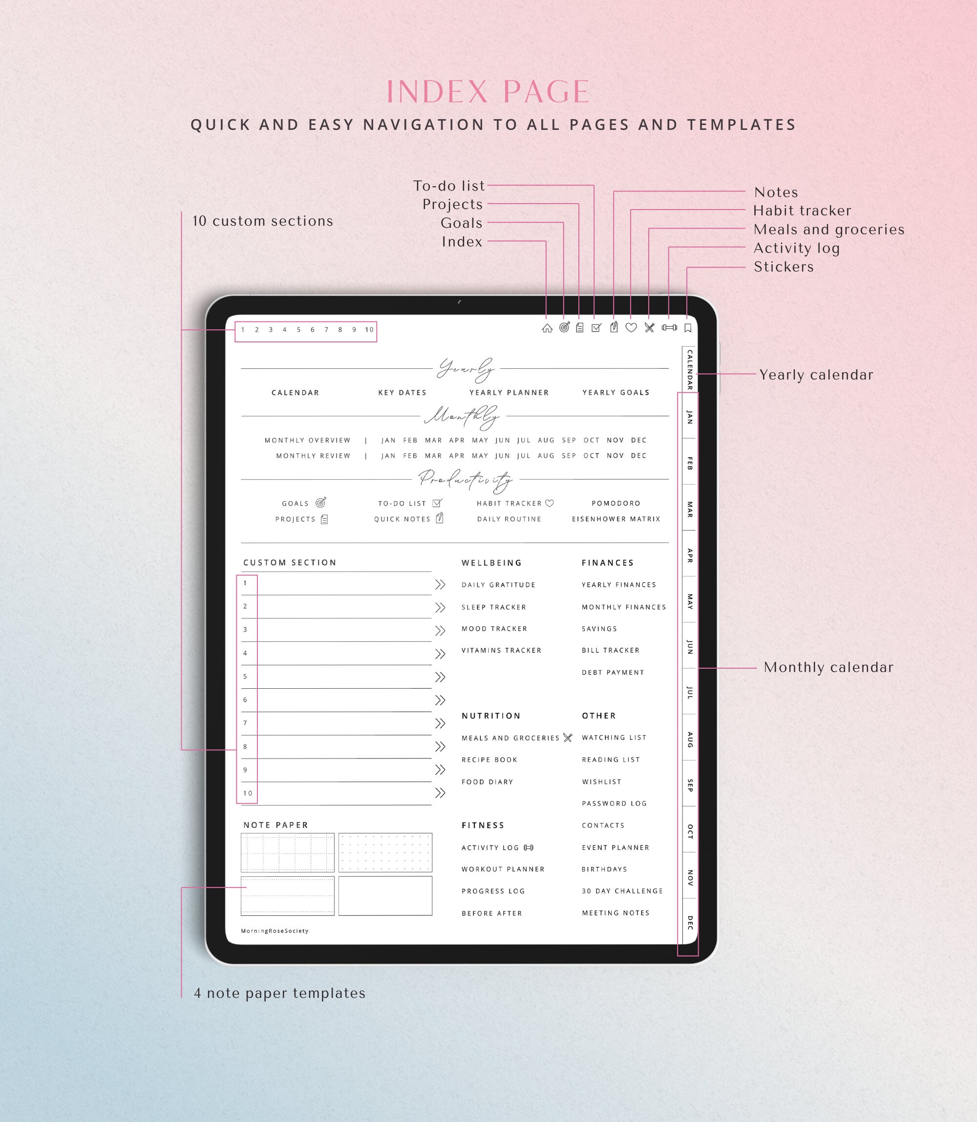 Undated Digital Planner Minimalist iPad Pro Planner Daily, Weekly ...