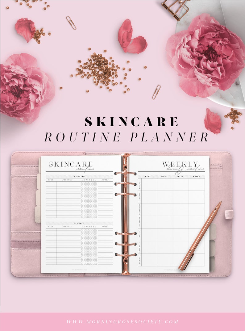 Skincare Routine Tracker and Weekly Beauty Printable Planner. - Etsy
