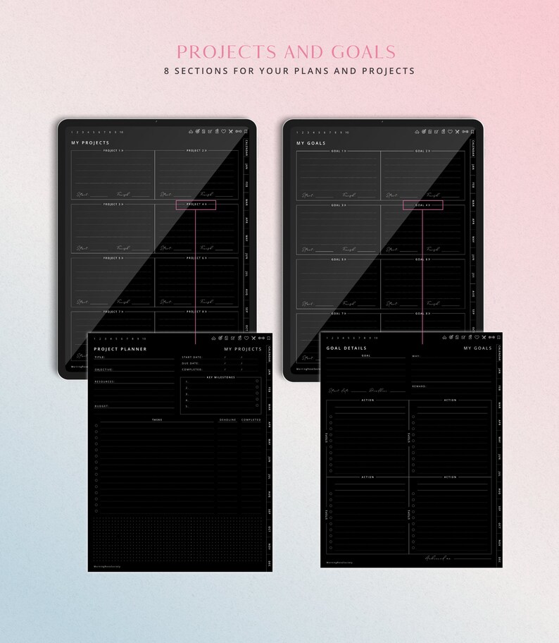 Simple Digital Planner Undated Digital Planner Dark Mode Good Notes ...