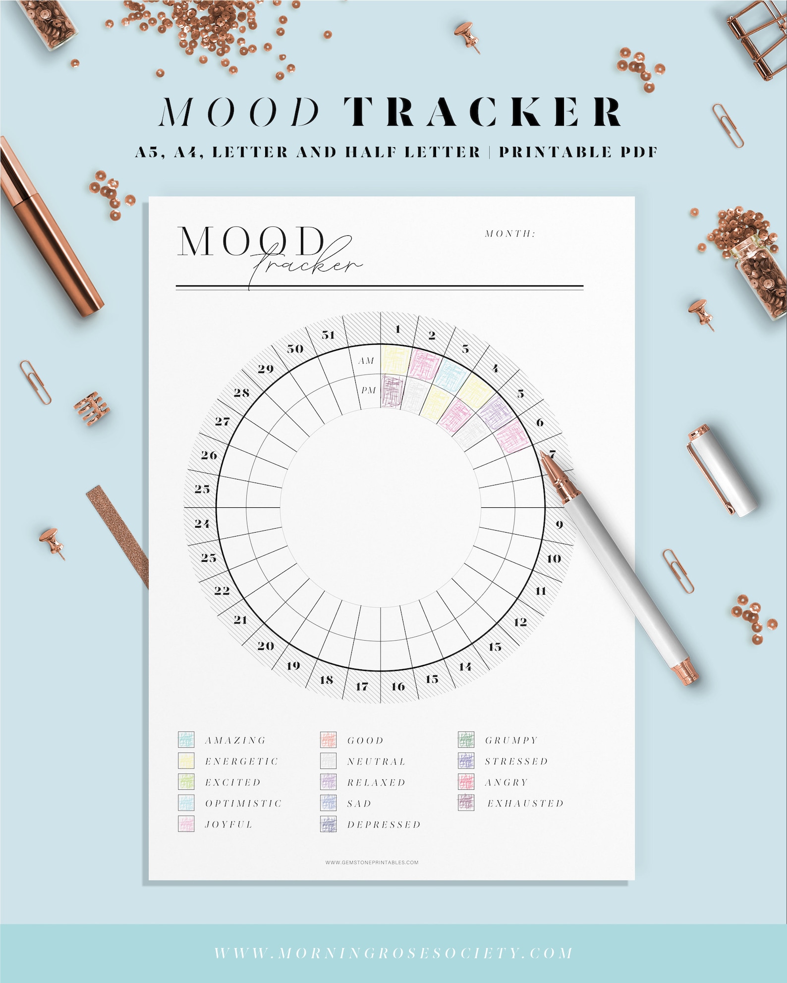 Mood Tracker Printable. Bullet Journal Template. A4 A5 - Etsy