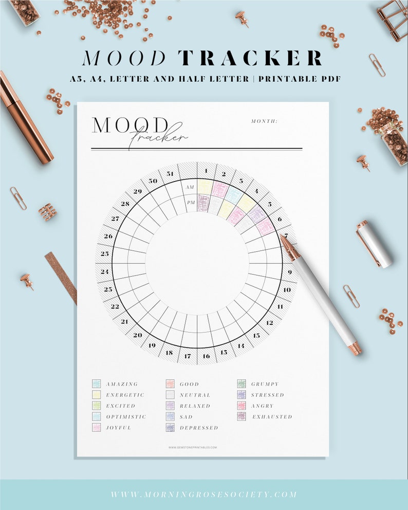Mood Tracker Printable. Bullet Journal Template. A4 A5 - Etsy