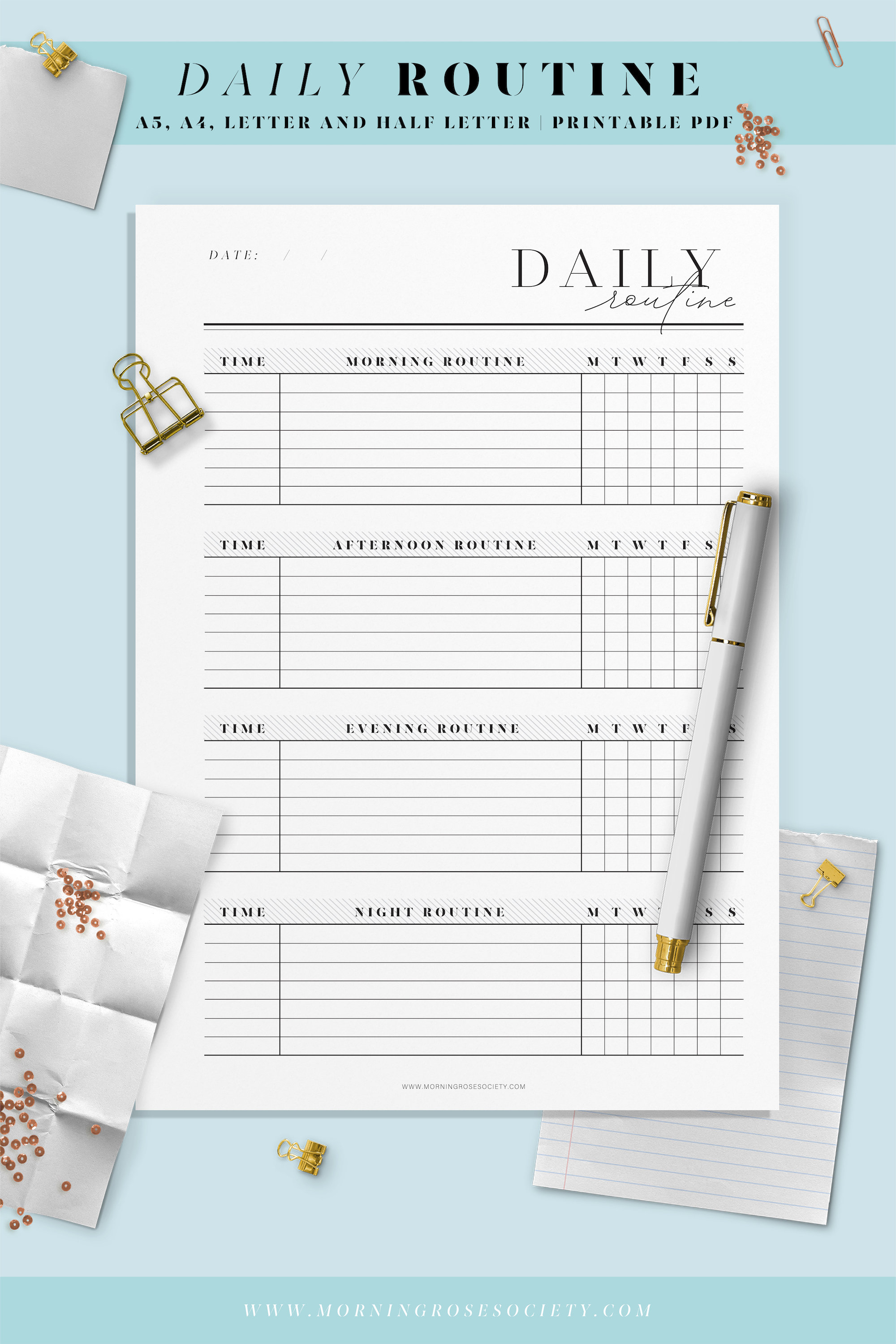 Daily Routine Printable Planner. Routine Checklist Chart. A4, A5 ...