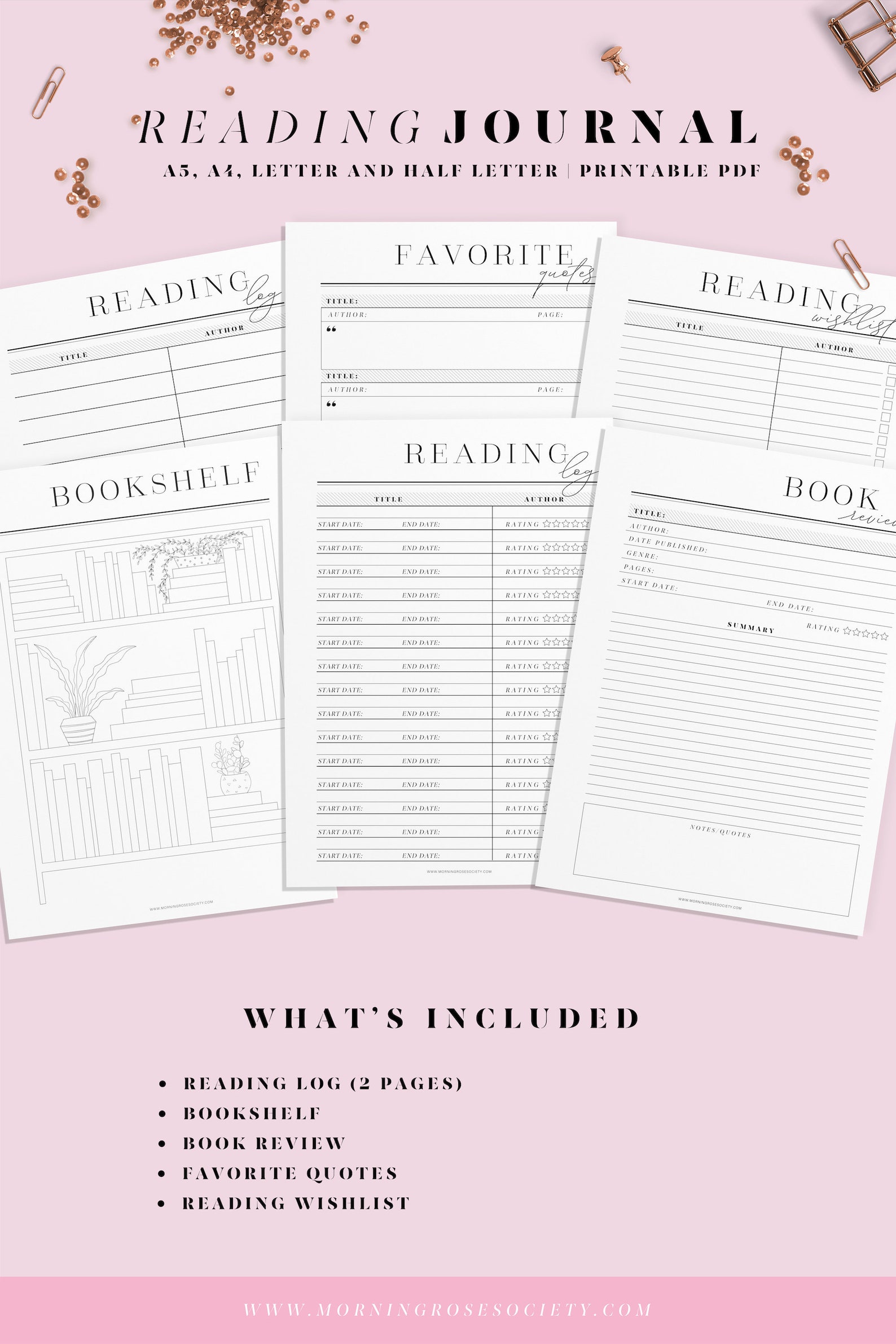 Book Reading Journal A4 A5 Letter and Half Letter Size - Etsy