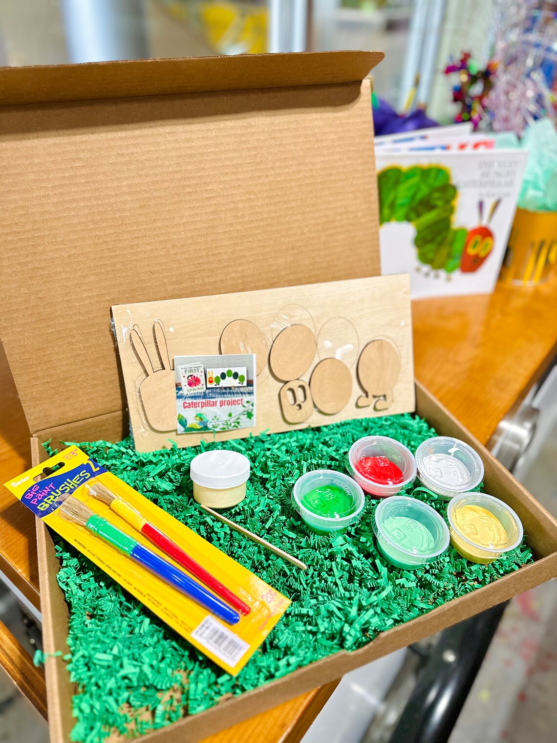 DIY Caterpillar Kids Craft, Paint Your Own Wood Piece, Kids Craft ...