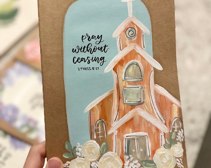 Hand-painted Church Floral Journal: Personalized Kraft Notebook - Etsy