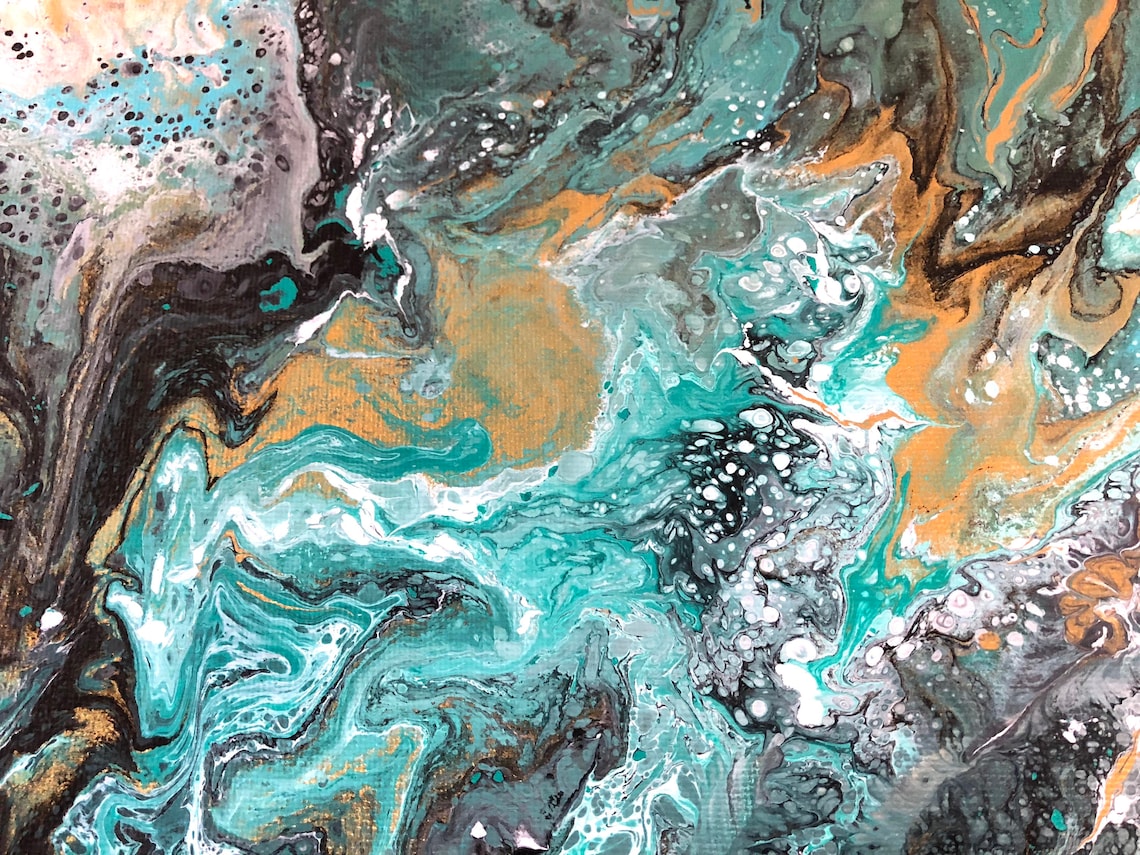 Dirty Pour- Original Fluid Acrylic Painting on Canvas Abstract Painting ...