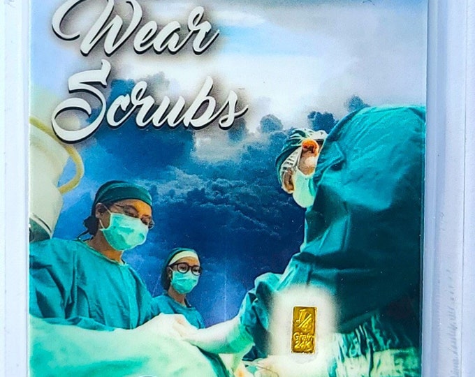 Angels Wear Scrubs 1/4 Grain .999 Fine 24k Gold Bullion Bar in COA Card ...