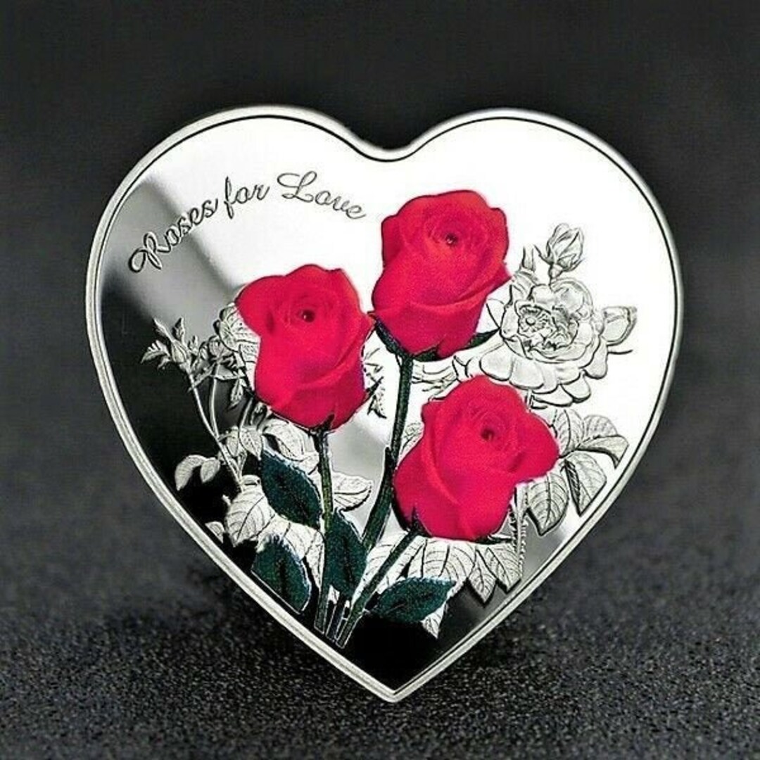 Colorized and Silver Plated "roses for Love" Gift Coin - Etsy