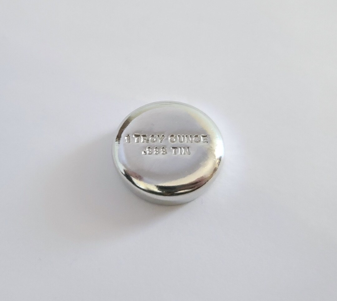 1 Troy Ounce .999 Fine Tin Bullion Round - Hand Poured - Hand Stamped ...