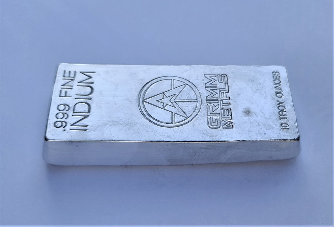 10 Troy Ounce .999 Fine Indium Bullion Bar - Hand Poured - Hand Stamped ...