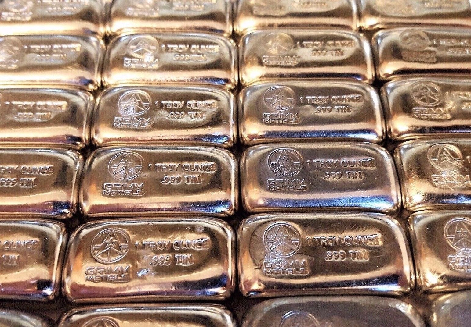 1 Troy Ounce .999 Fine Tin Bullion Bar Hand Poured Hand - Etsy