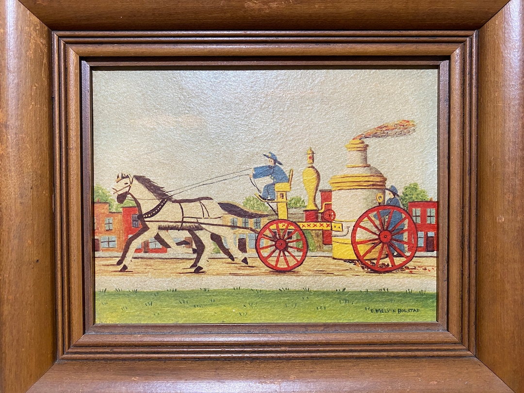 Vintage E. Melvin Bolstad Framed Folk Art - Etsy