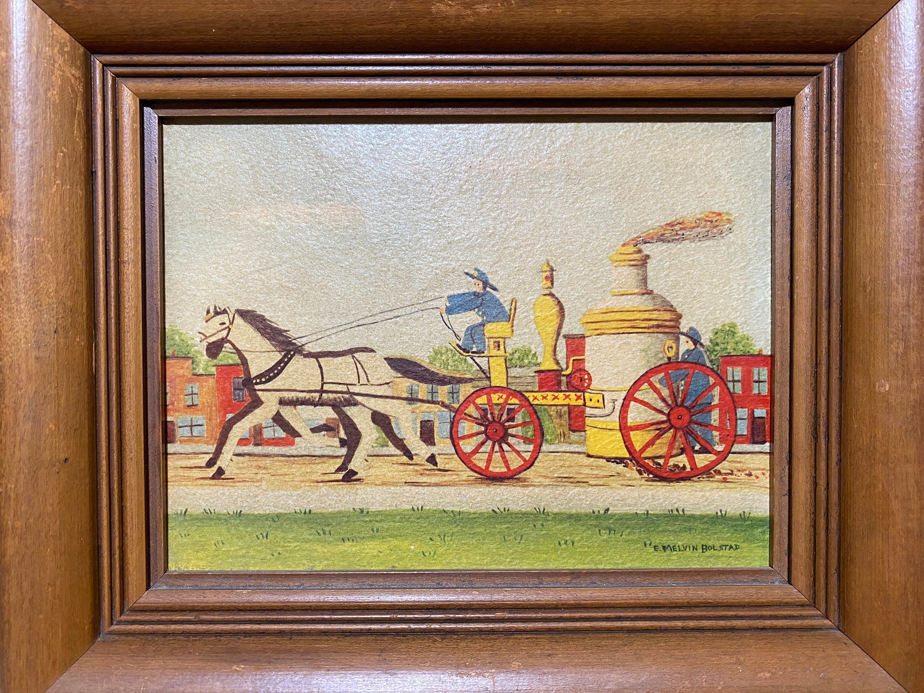 Vintage E. Melvin Bolstad Framed Folk Art - Etsy