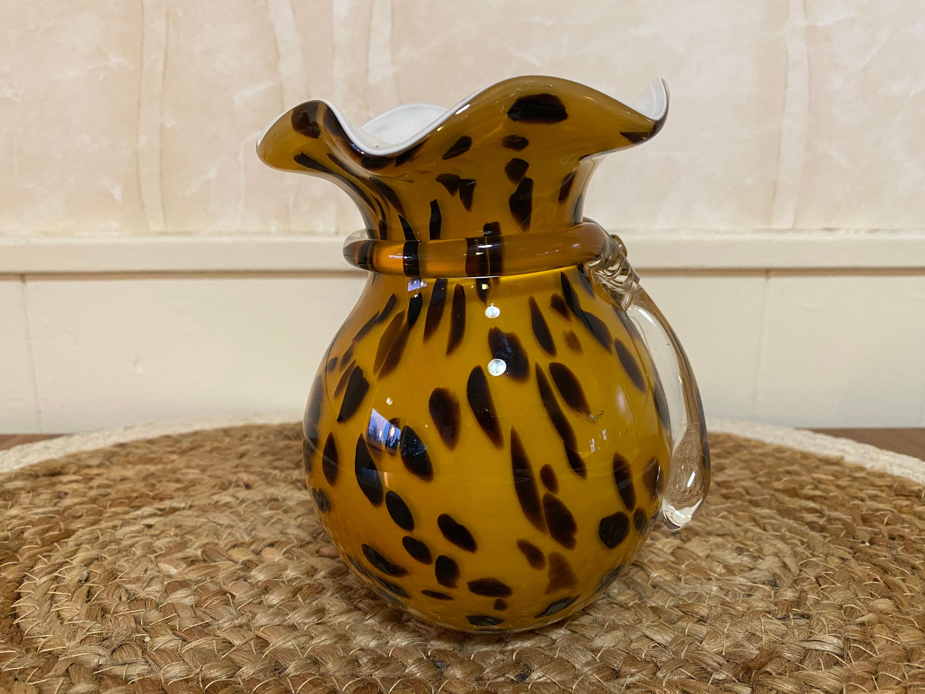 Vintage Art Glass Vase With Cheetah Print Design - Etsy