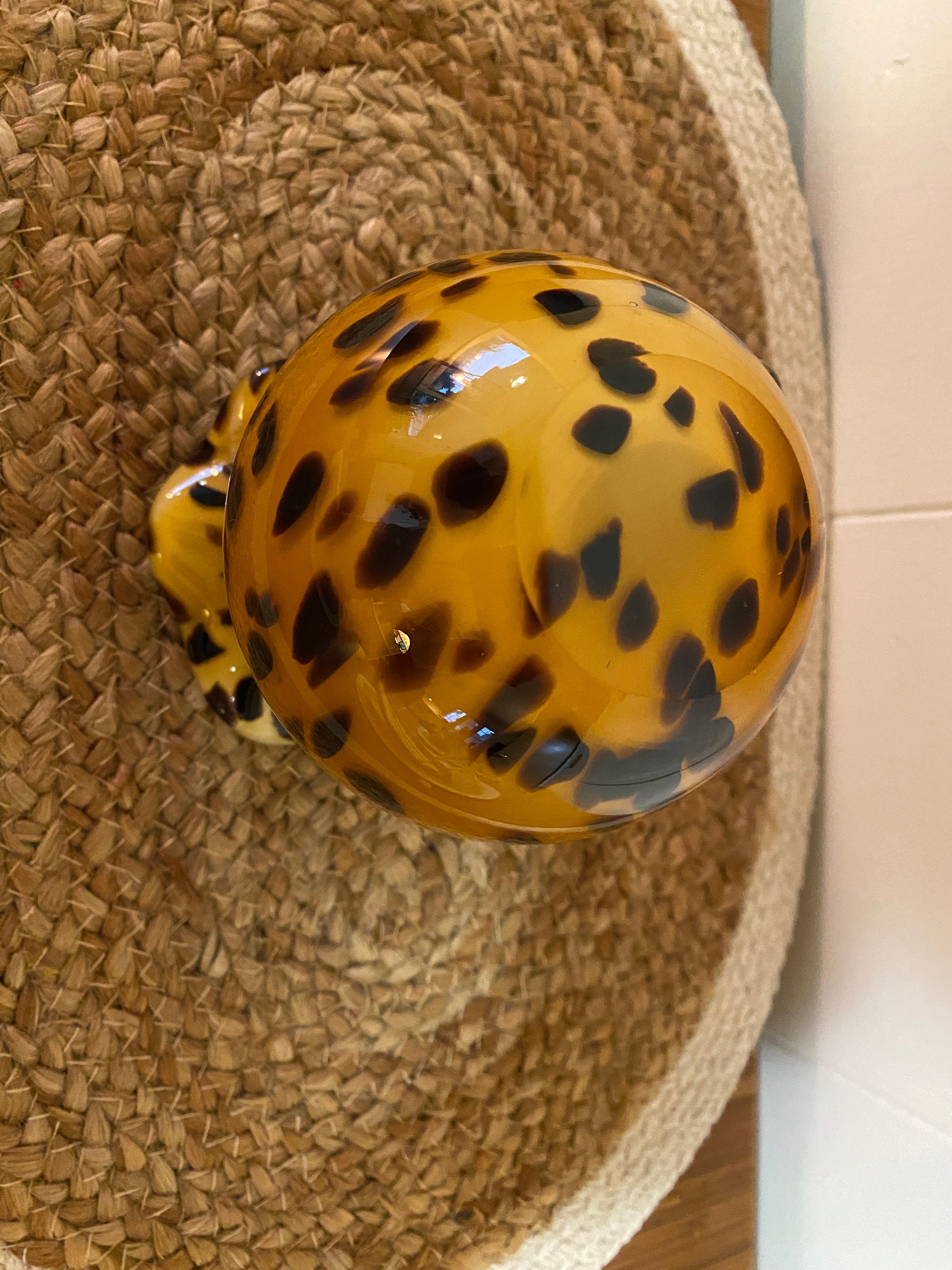 Vintage Art Glass Vase With Cheetah Print Design - Etsy