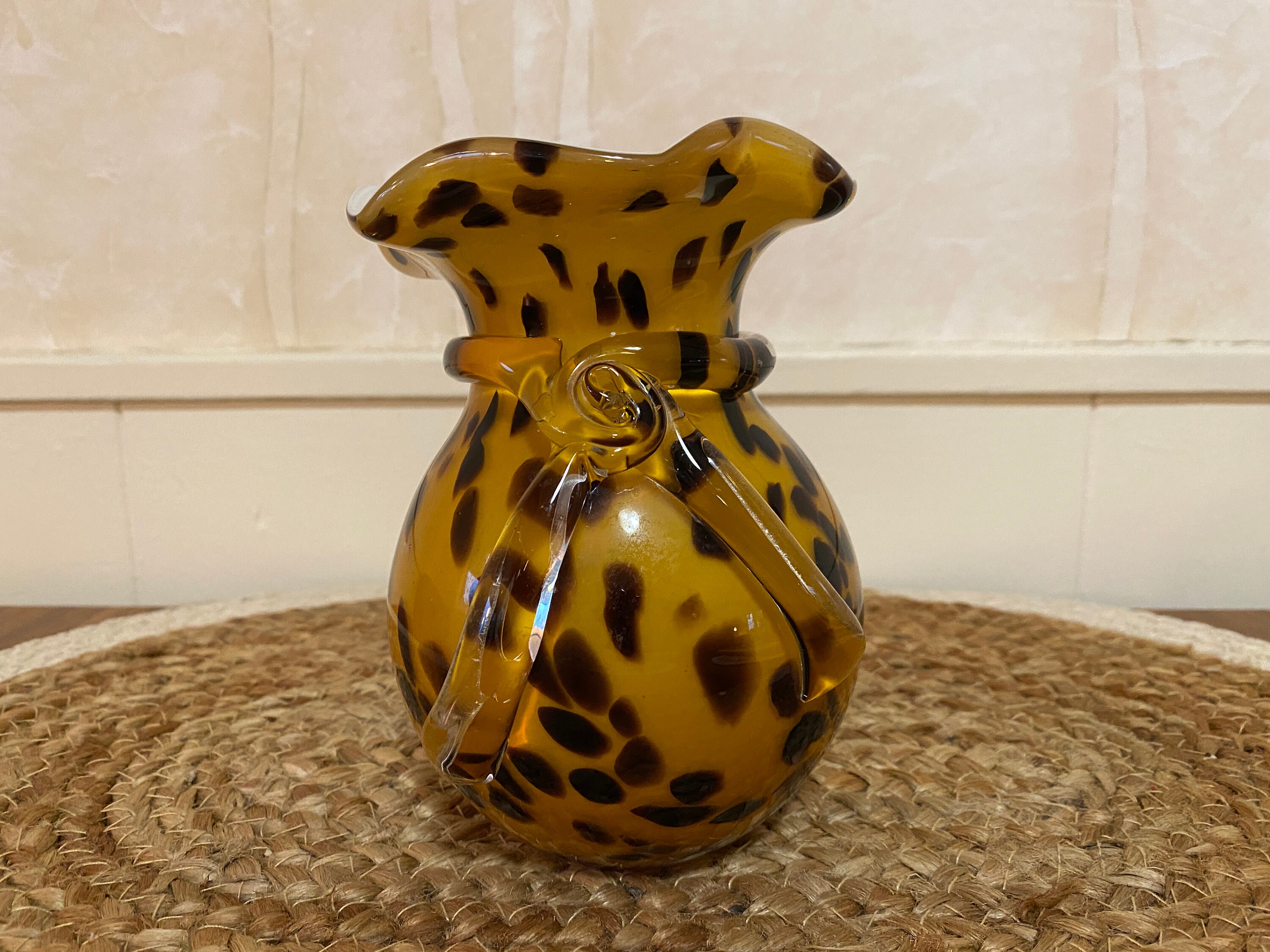 Vintage Art Glass Vase With Cheetah Print Design - Etsy