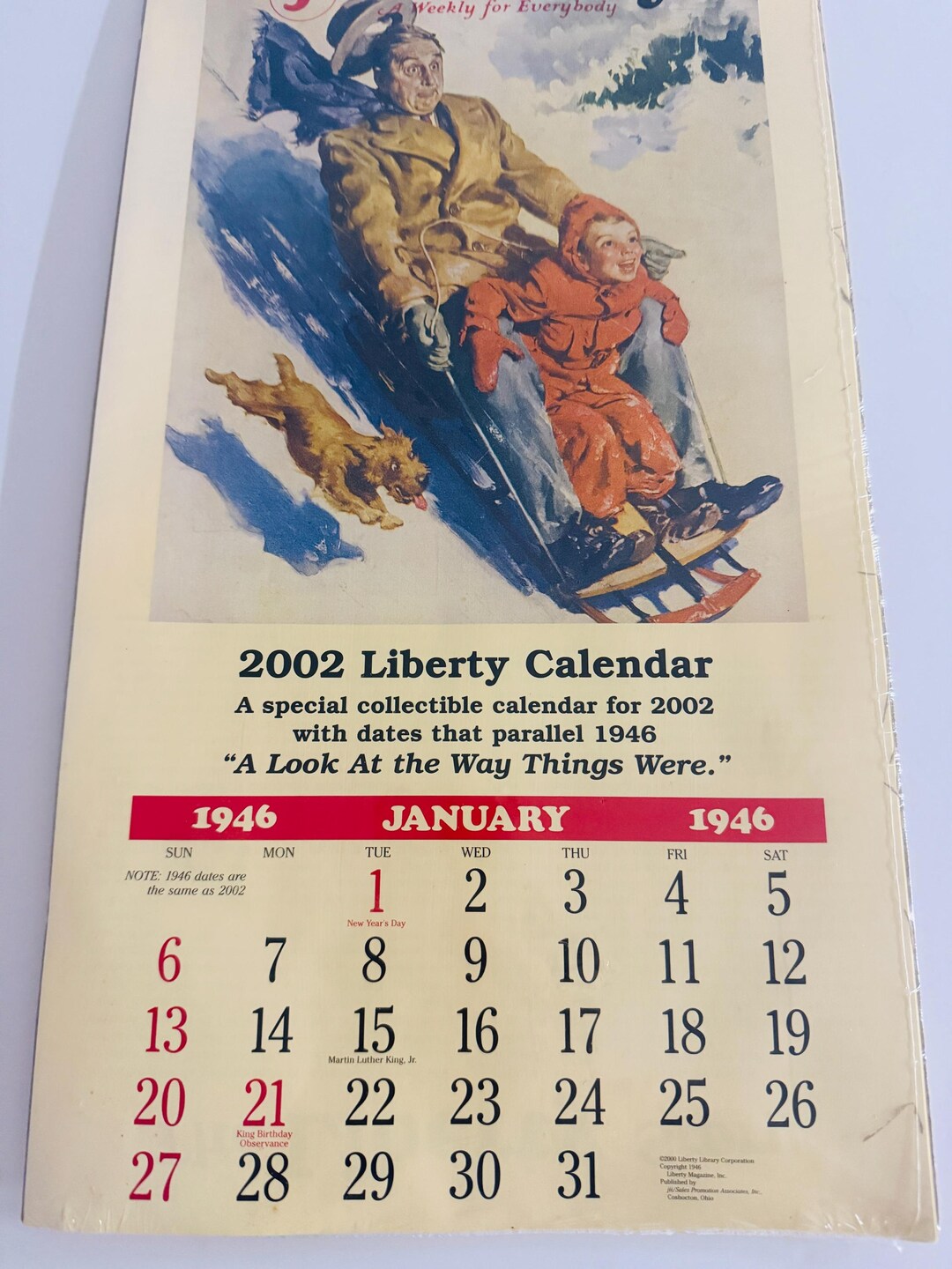 Vintage 2002 Liberty Calendar With Dates / Pictures That Parallel 1946 ...
