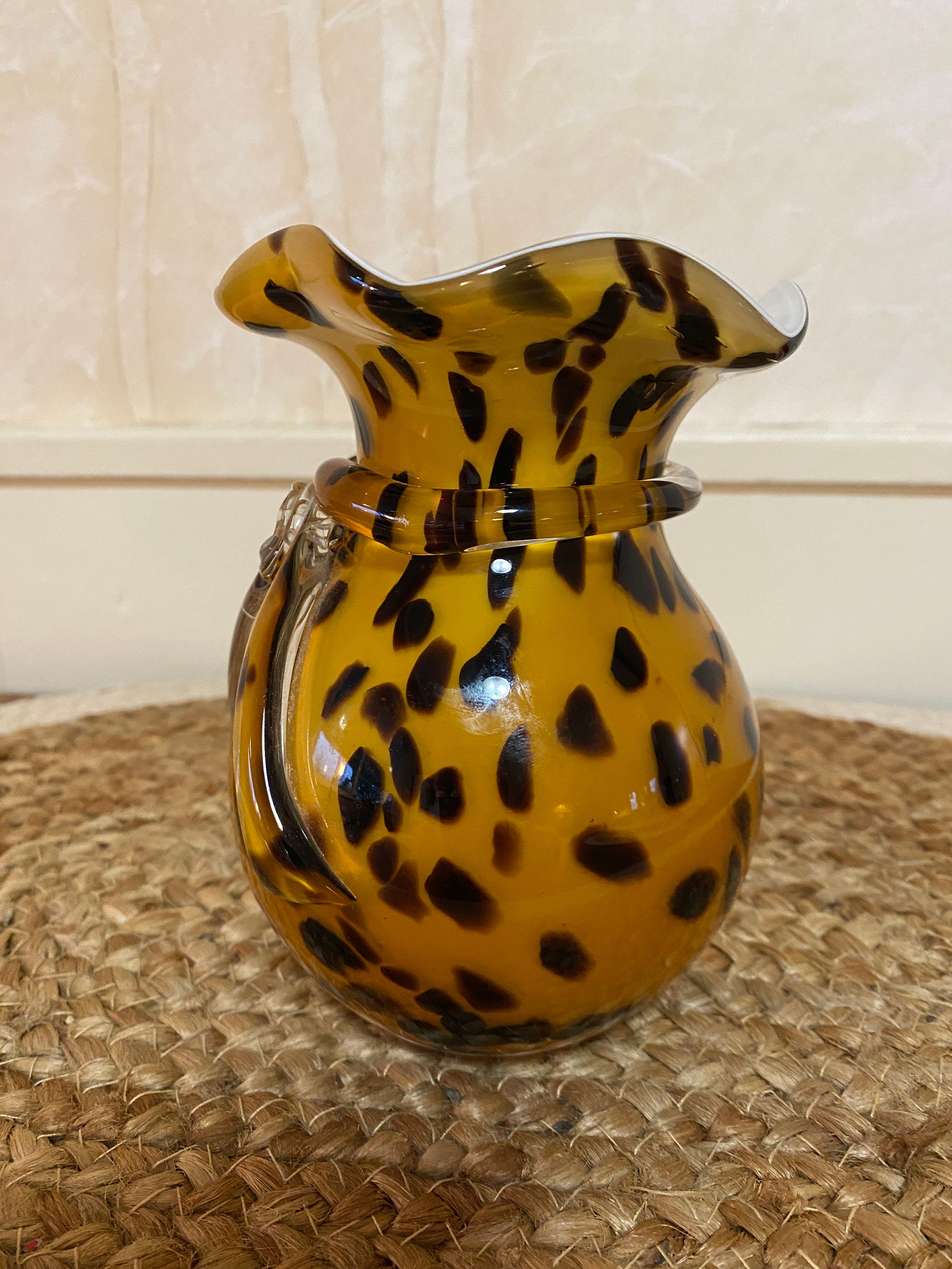 Vintage Art Glass Vase With Cheetah Print Design - Etsy
