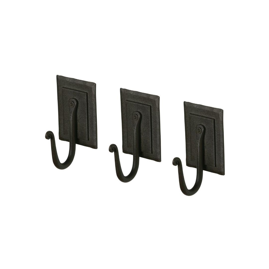 Set of 3 Handmade Wrought Iron Coat Hooks, Wall Mounted Black Hooks for ...
