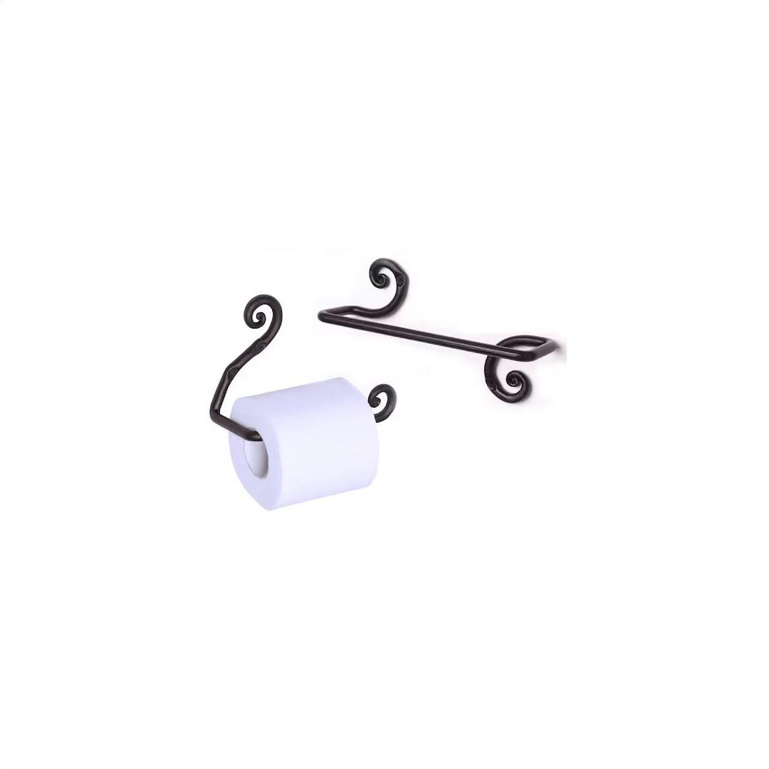 Wrought Iron Bathroom Set, Hand Towel Bar and Toilet Paper Holder ...