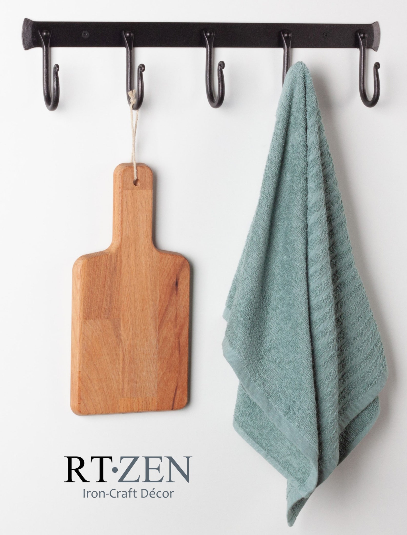 Rustic Iron Coat Rack, Decorative Iron 5 Hooks Coat and Hat Hanger ...