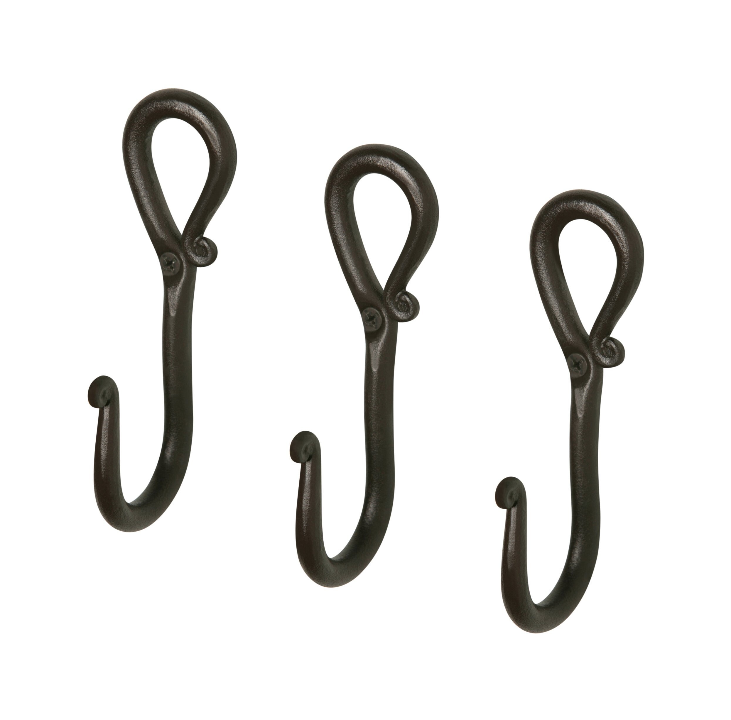 Wrought Iron Hooks. Set of 3 Decorative Wall Hooks. - Etsy