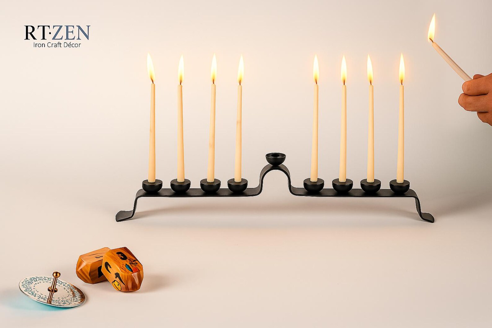 Judaica - Royal Hanukkah Menorah, Handmade 9 Branch Hanukia , Authentic ...