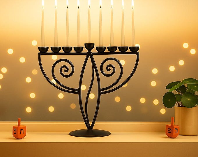 Judaica Hanukkah Menorah, Hanukia Handmade 9 Branch ,israel Décor for ...