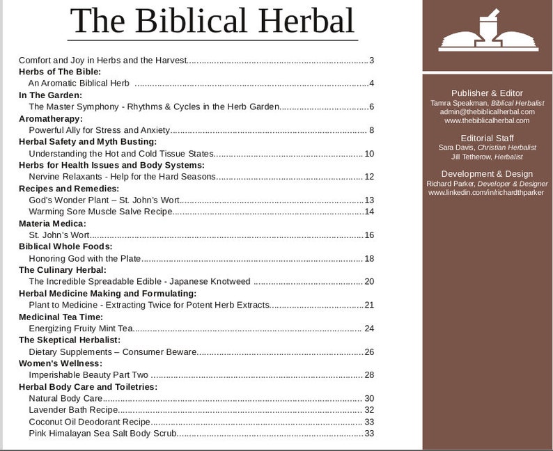 The Biblical Herbal Current Issue-5 2017, E-magazine - Etsy