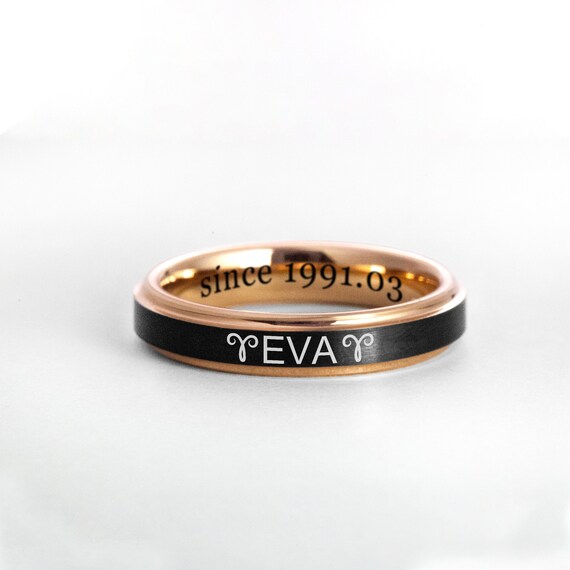 Custom Engraved Ring Birthday Gift Ideas Satin Black & | Etsy