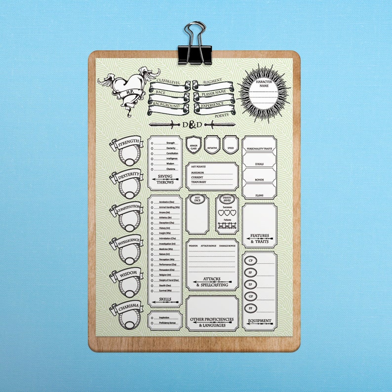 Dnd Character Sheet. Dnd 5e Character Sheet. Simple and - Etsy