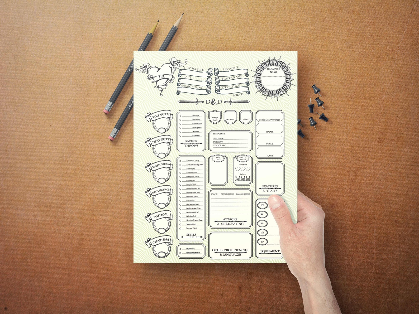 Dnd Character Sheet. Dnd 5e Character Sheet. Simple and - Etsy