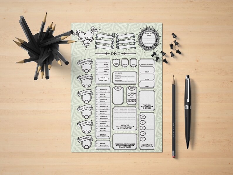 Dnd Character Sheet. Dnd 5e Character Sheet. Simple and - Etsy