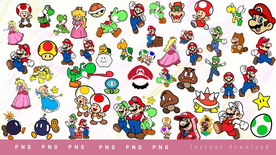Super Mario PNG Bundle for Cricut and Sublimation, Mario Cut Files ...