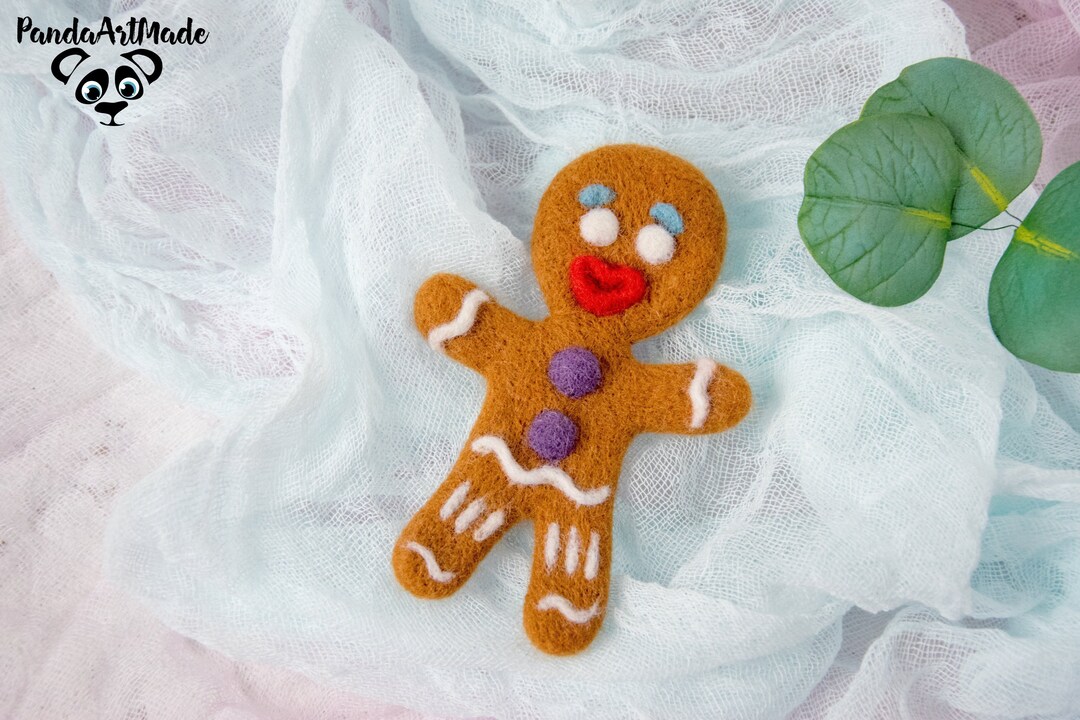 Needle Felted Gingerbread Man Toy: 100% Wool Soft Sculpture - Etsy