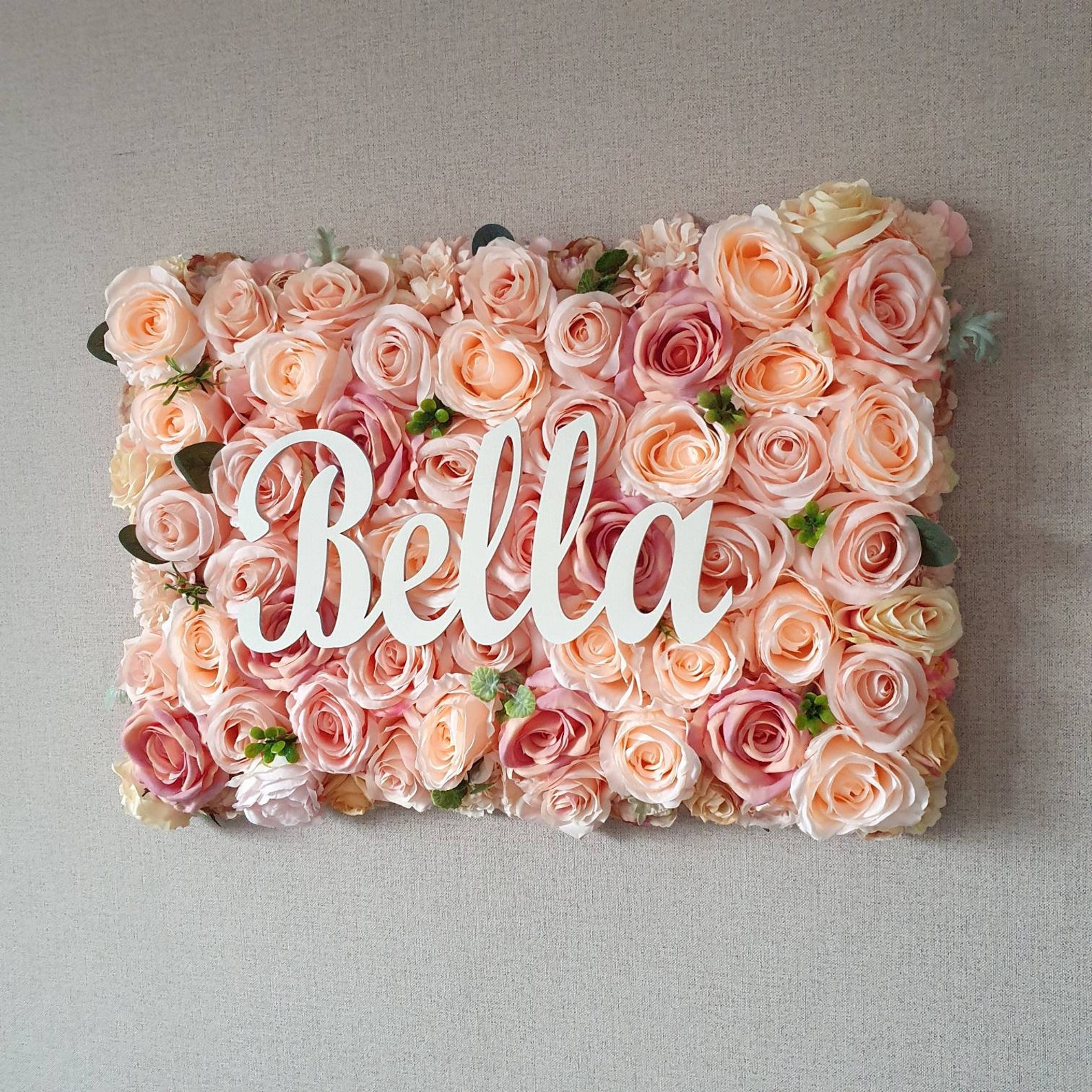 Flower Wall With Name Sign Large Flower Wall Nursery Name - Etsy