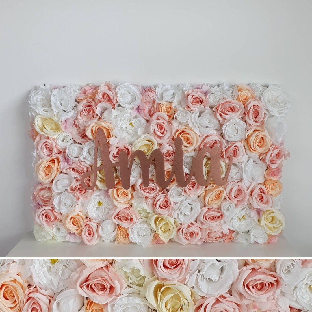 Peach Nursery Decor, Custom Floral Wall Decoration, Peach Name Sign ...
