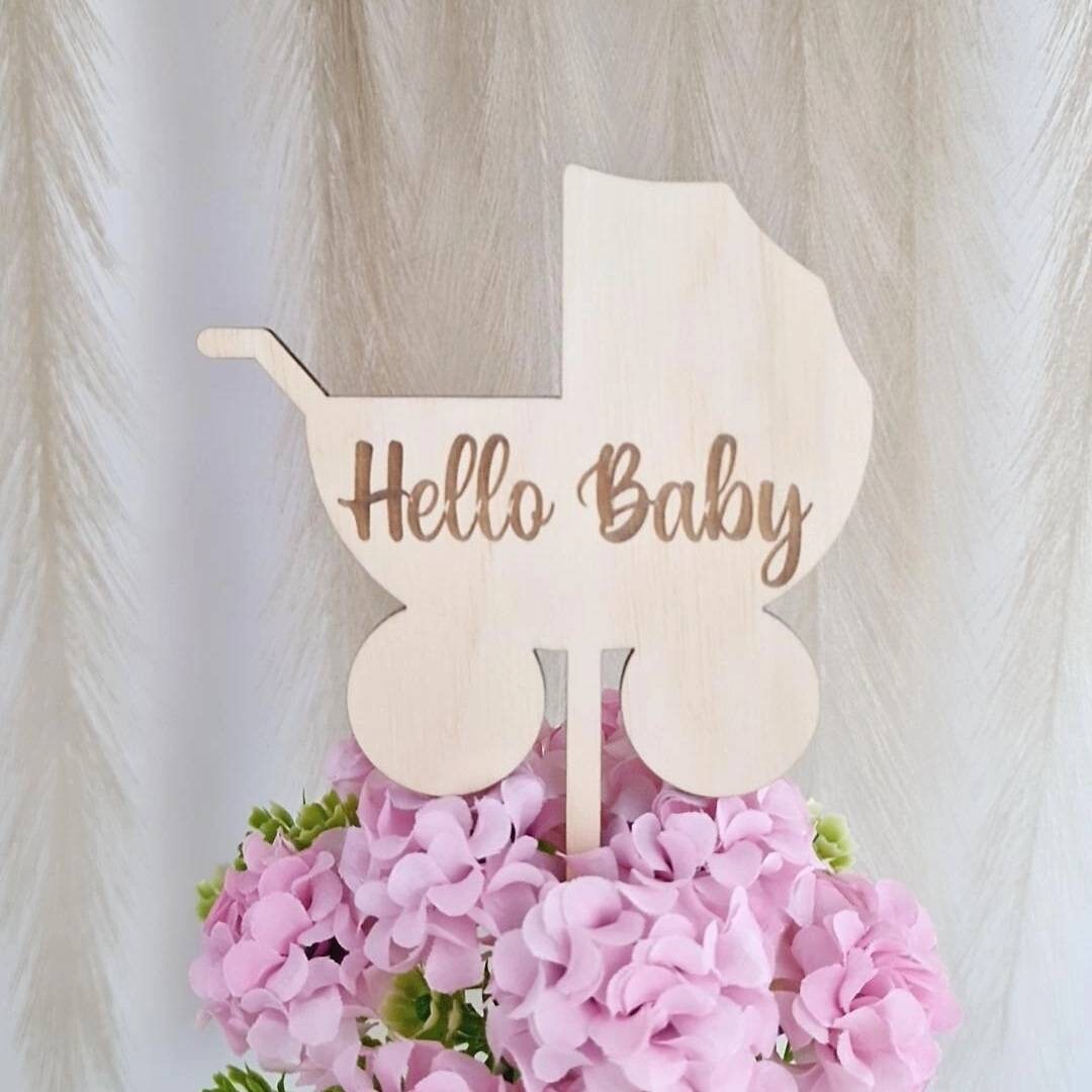 Welcome Baby Stroller Cake Topper Hello Baby Cake Topper - Etsy