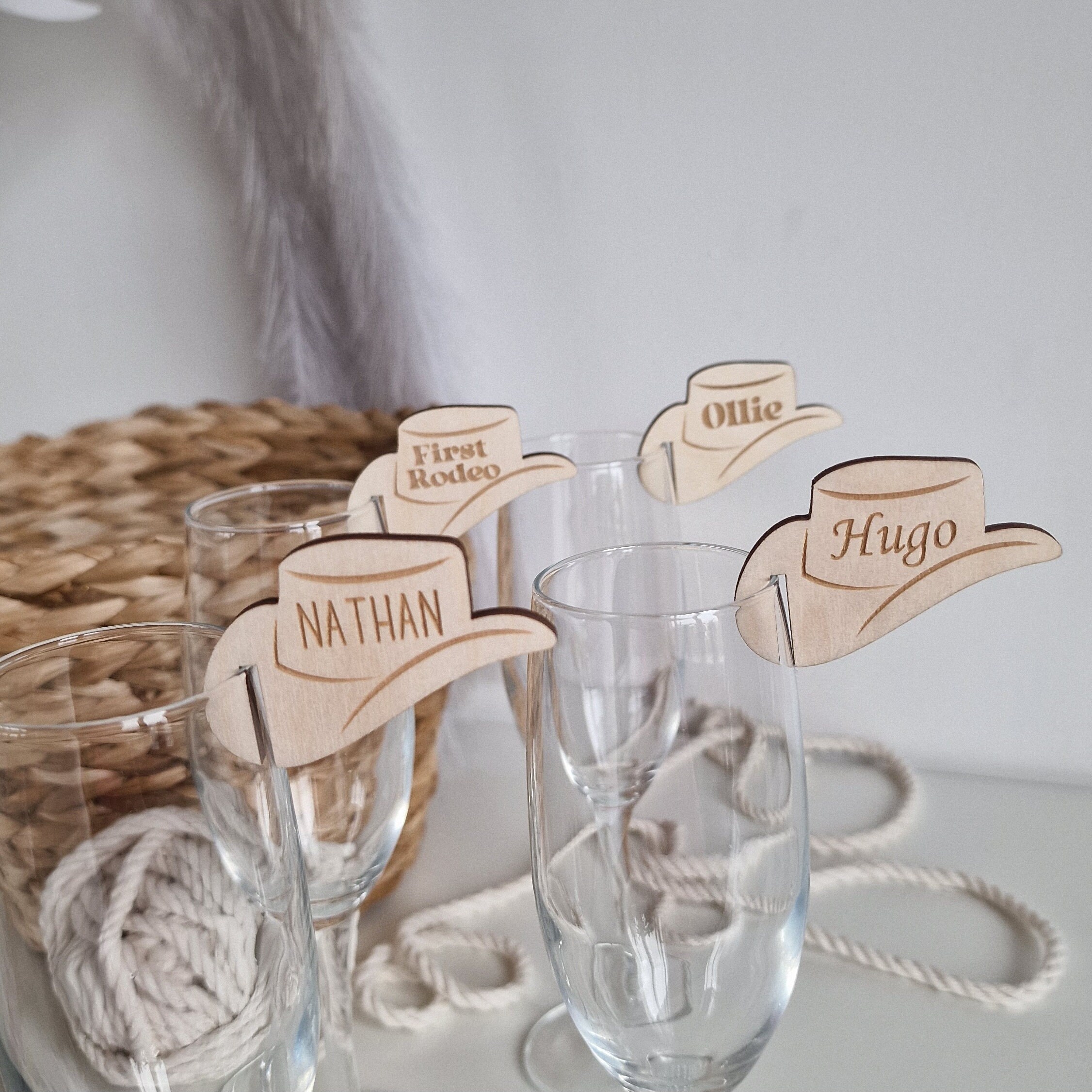 Personalized Western Birthday Name Cards, Cowboy Drink Toppers Custom ...