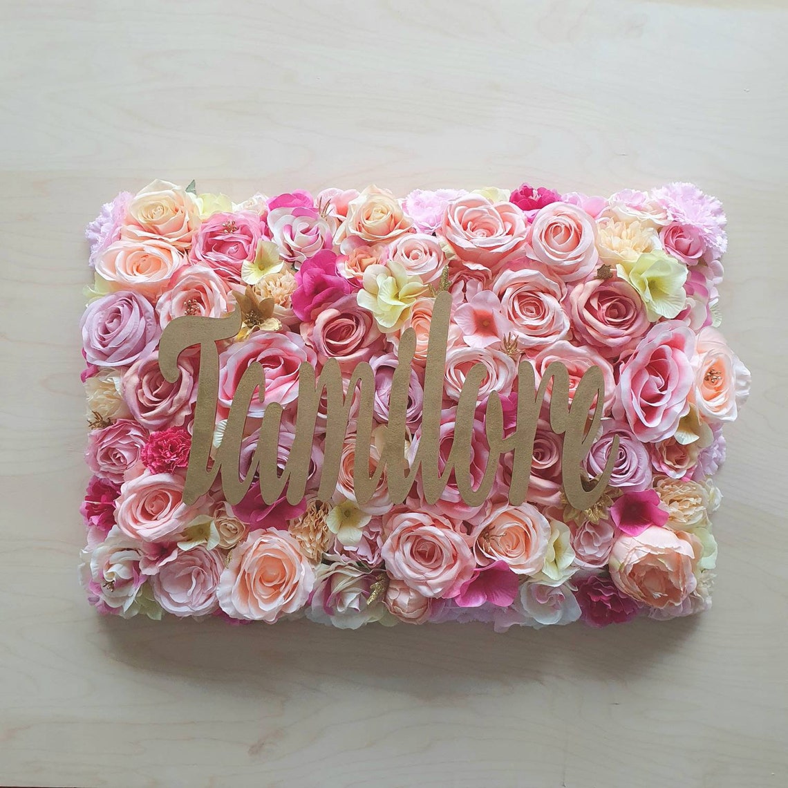 Flower Wall With Name Sign Large Flower Wall Nursery Name - Etsy