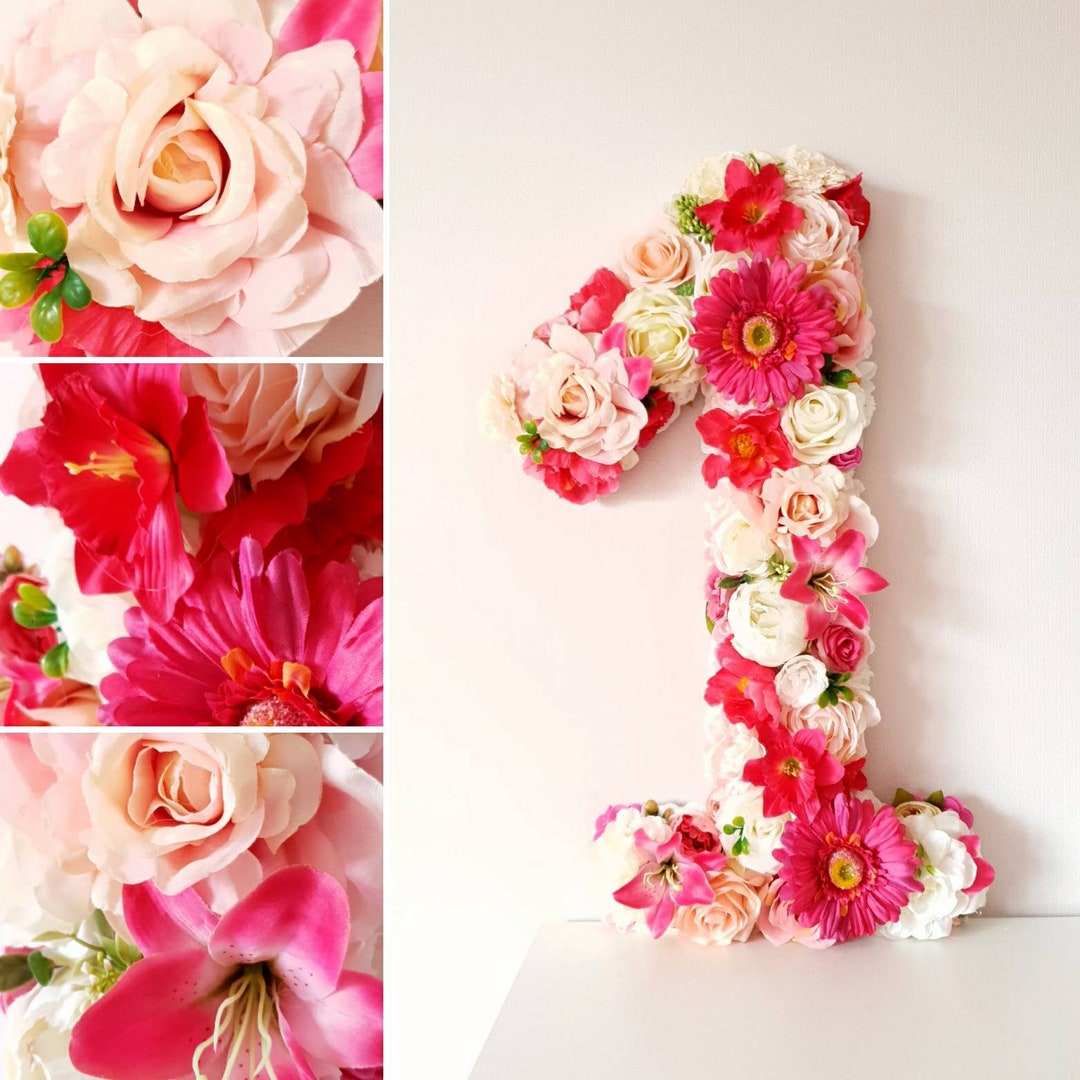 Custom Birthday Number Floral 1st Birthday Fuchsia First Birthday Photo ...